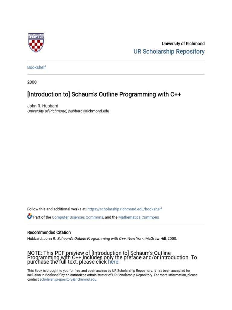 (Introduction To) Schaums Outline Programming With C++ | PDF