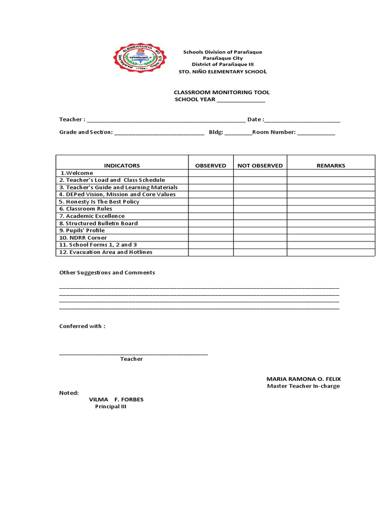 Classroom Monitoring Tool | PDF