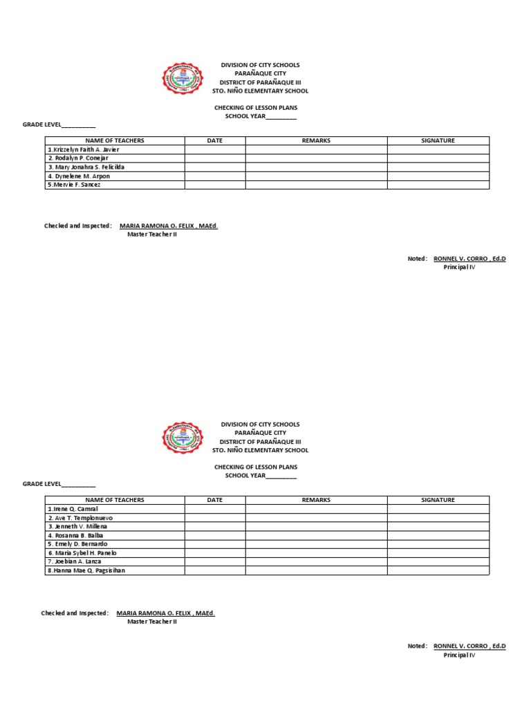 Checking of Lesson Plans | PDF
