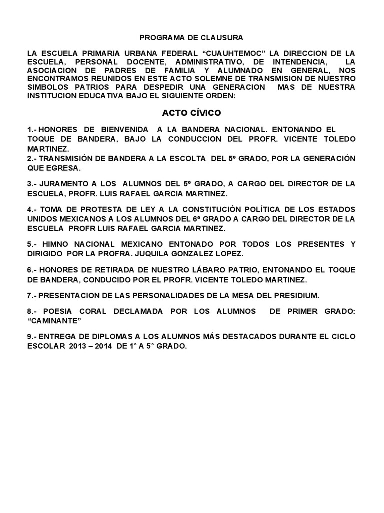 PROGRAMA DE CLAUSURA Accion Social | PDF