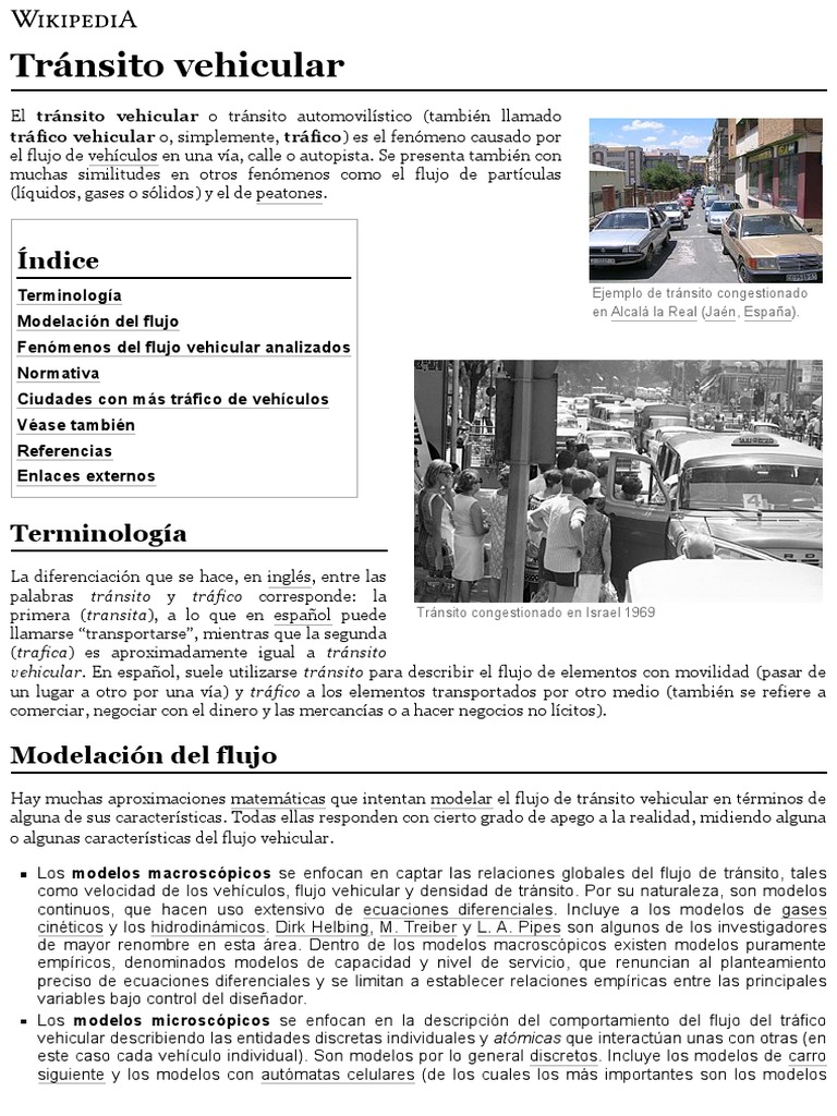 Tránsito Vehicular | PDF | Tráfico | La congestión del tráfico