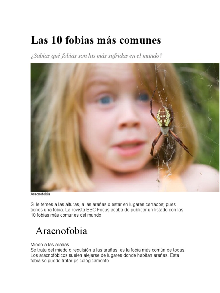 Las 10 Fobias Más Comunes | PDF | Fobia | Ansiedad