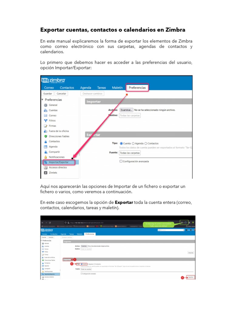 Exportar Correos Zimbra | PDF