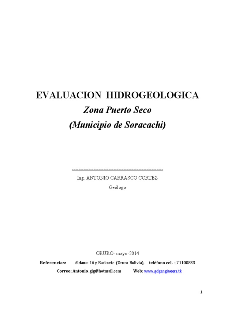 Evaluacion Hidrogeologica | PDF | Agua subterránea | Permeabilidad (Ciencias de la Tierra)