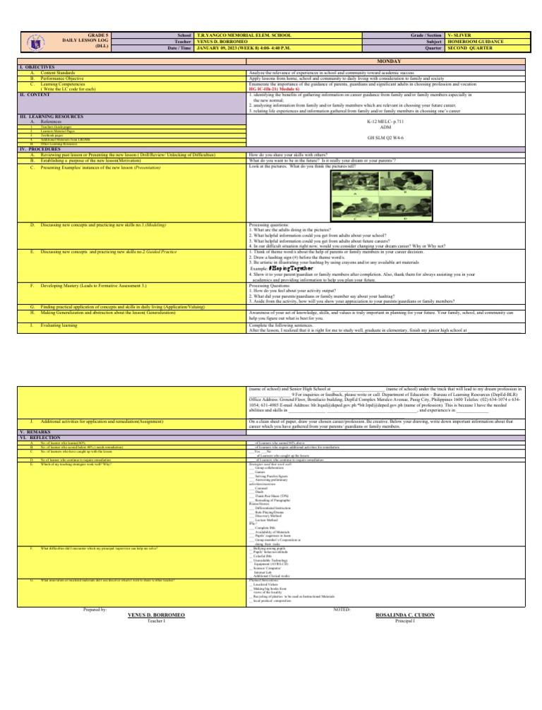 Grade 5 School Guidance Lesson | PDF | Learning | Cognitive Science