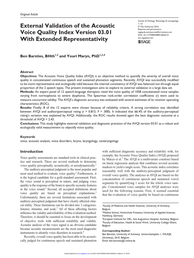 Barsties 2016 | PDF | Sensitivity And Specificity | Receiver Operating Characteristic