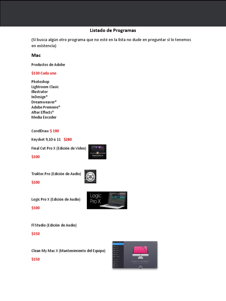 Listado de Programas | PDF | Software de la aplicacion | Multimedia