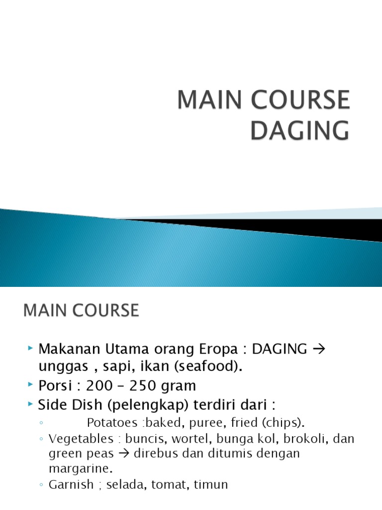 Main Course Daging | PDF | Memasak, Makanan, & Anggur