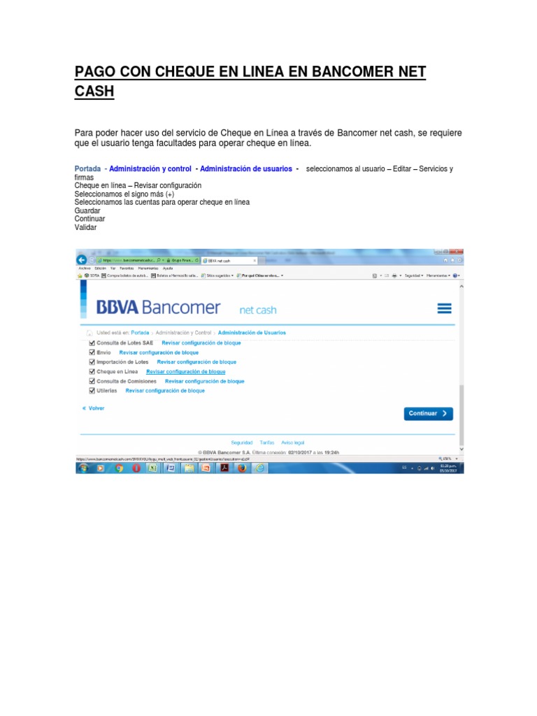 D Manual Cheque en Linea Bancomer Net Cash | PDF | Ventana (informática) | Tecnologías de la ...