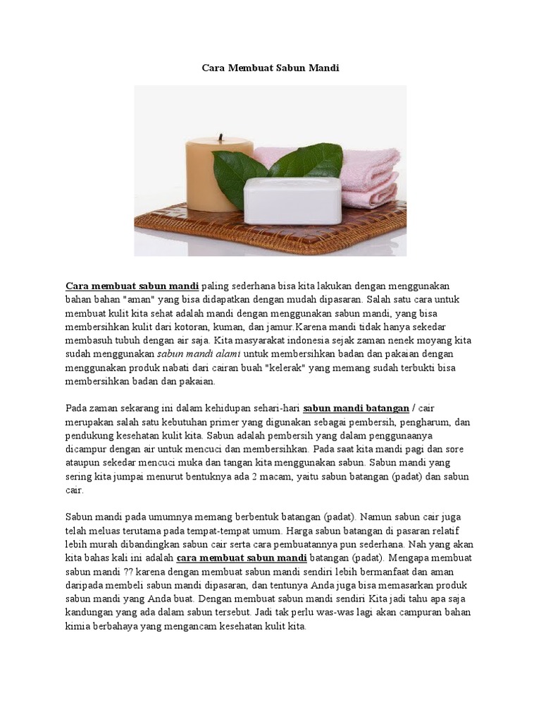 Cara Membuat Sabun Mandi | PDF