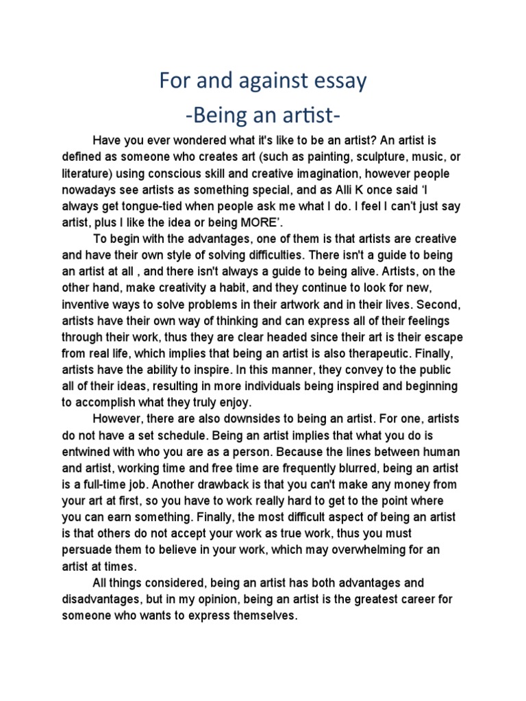 Pros and Cons of Being an Artist | PDF | Art | Self-Improvement