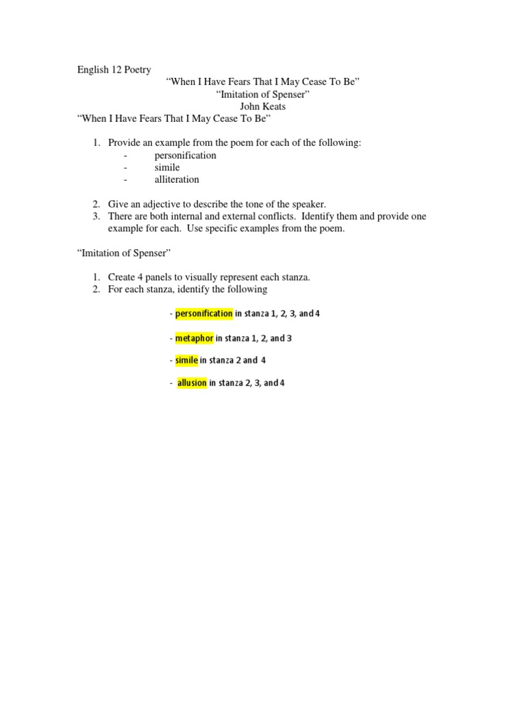 English 12 Poetry Analysis Guide | PDF | Art