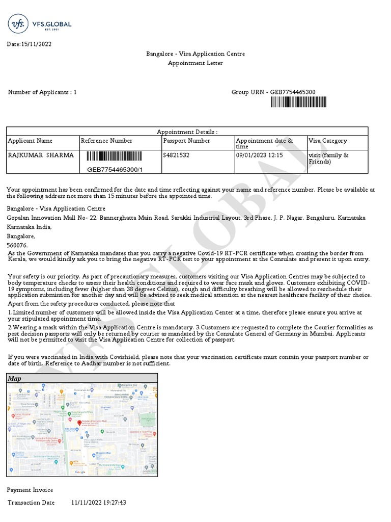 Visa Appointment of Letter | PDF | Travel Visa | Occupational Safety ...