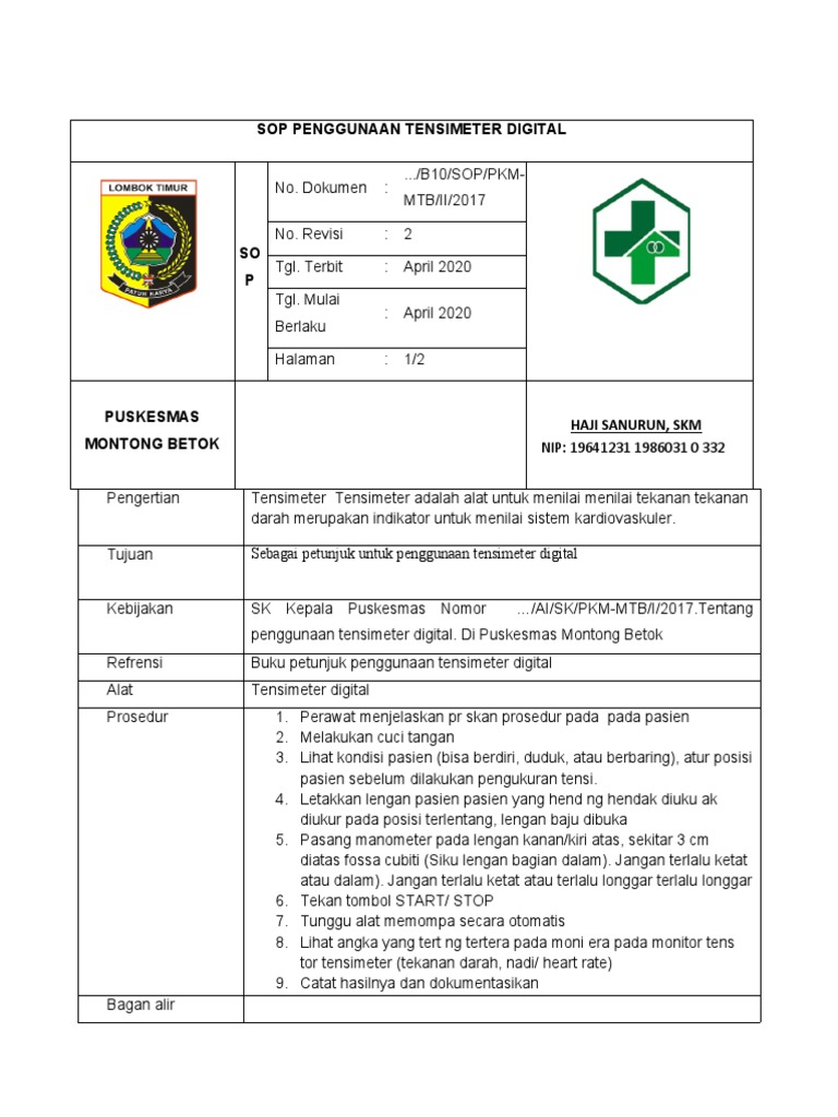 Sop Tensimeter Digital | PDF
