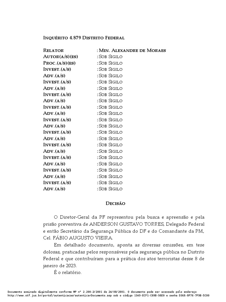 Alexandre De Moraes Decreta Prisões Após Atos De Vandalismo Pdf