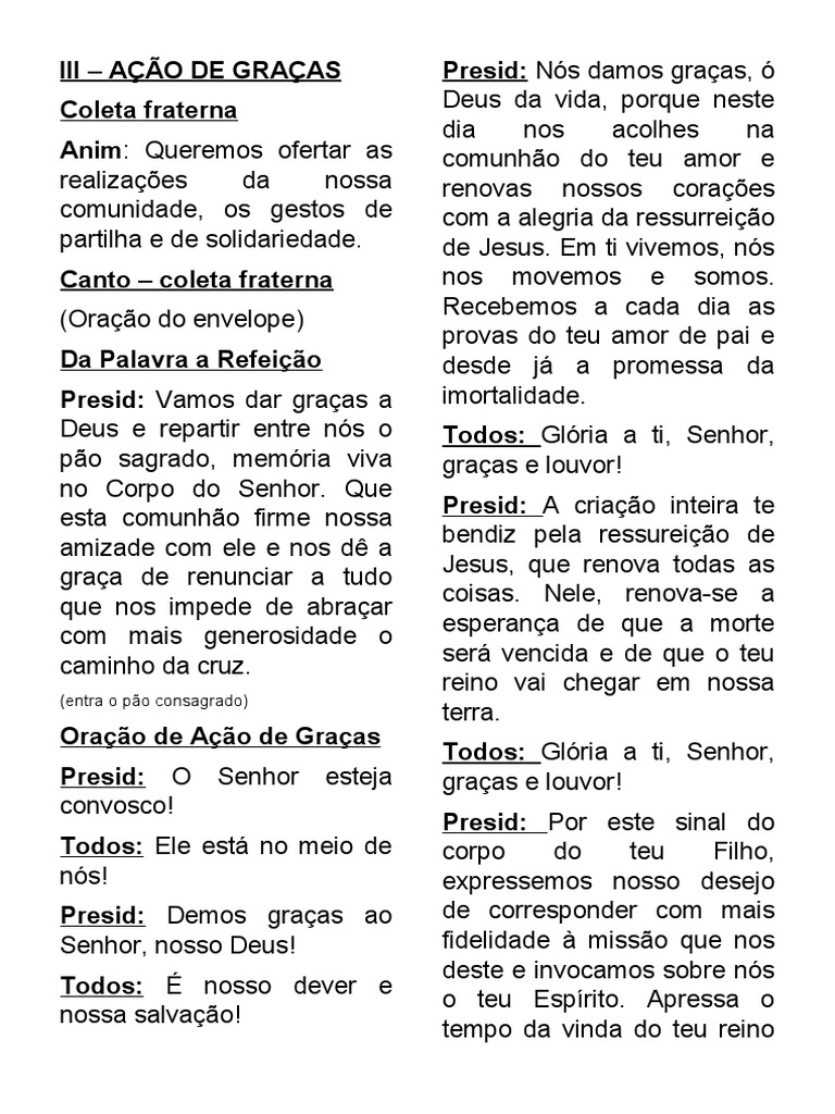 Roteiro para Celebração Da Palavra | PDF | Eucaristia | Jesus Roteiro para Celebração Da Palavra | PDF | Eucaristia | Jesus