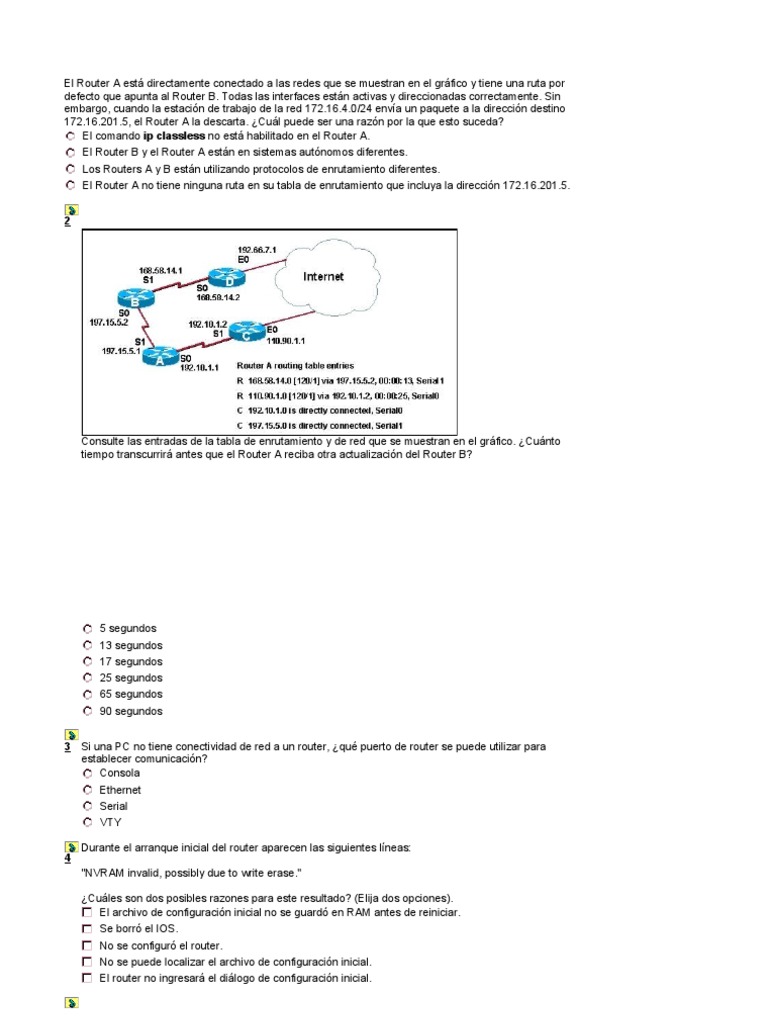 Examen Cisco 2 Final Parte 1 | PDF | Enrutador (Computación ...