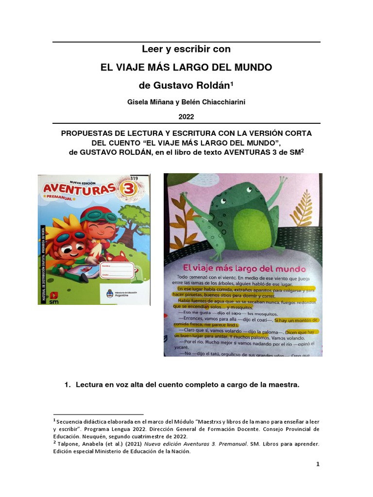 SECUENCIA LEER Y ESCRIBIR Con El Viaje Mas Largo Del Mundo Bibliotecas ...