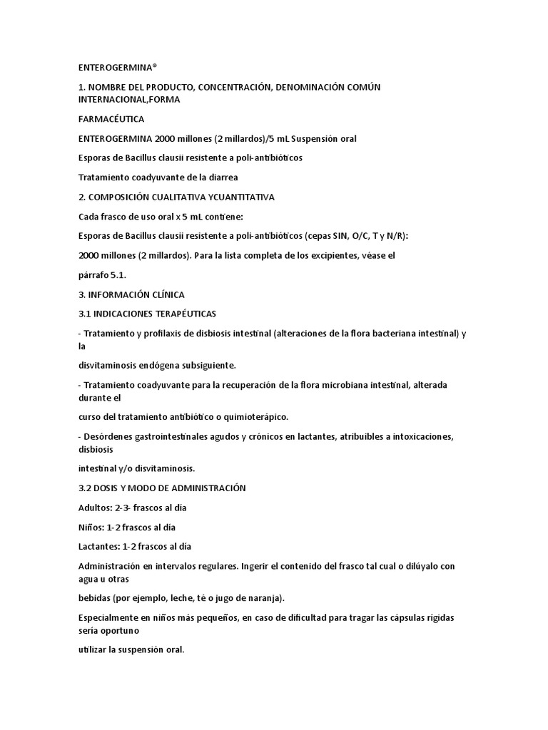 Enterogermina | PDF | Amamantamiento | Medicamentos con receta