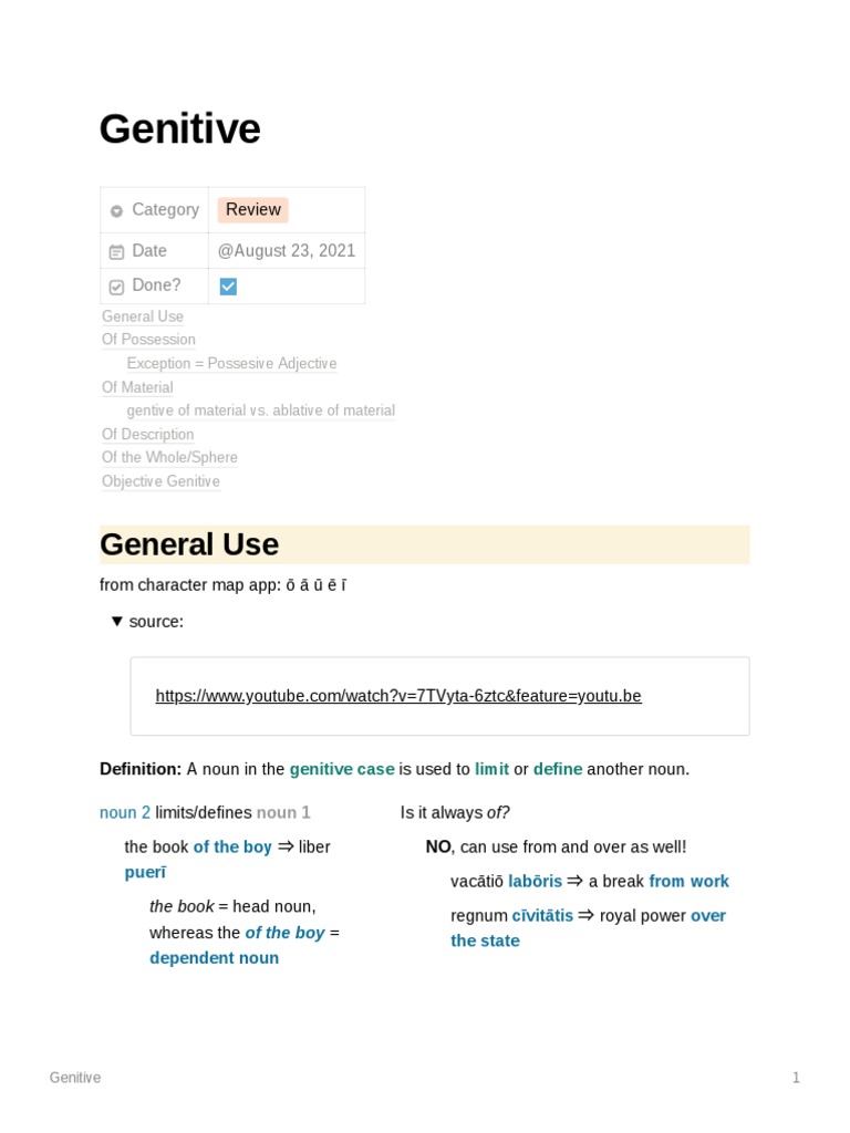 Genitive Review | PDF | Semantics | Linguistics