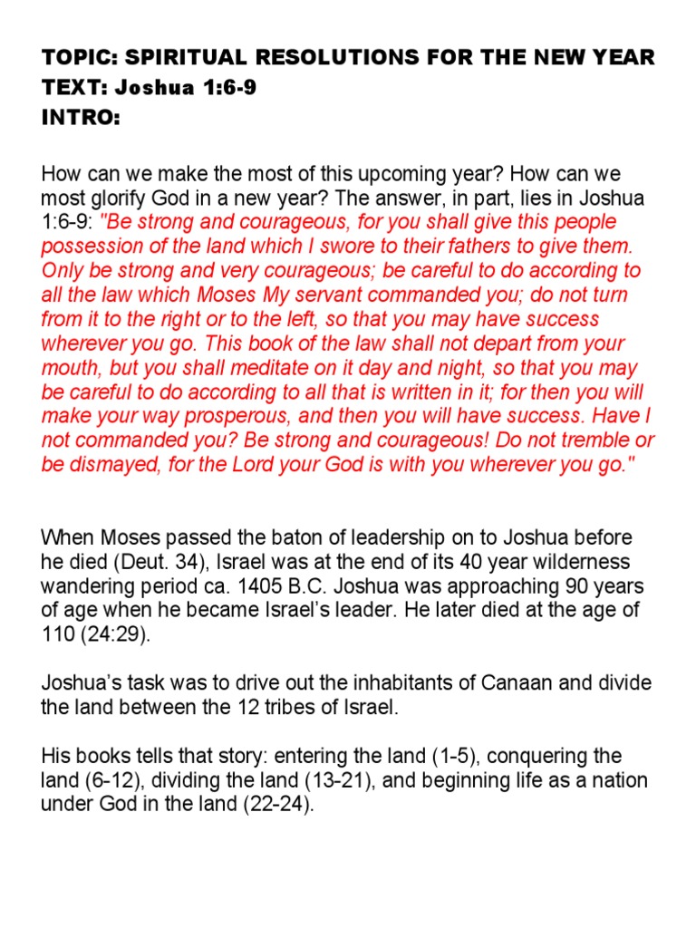Spiritual Resolutions for 2023 | PDF | Joshua | Jesus