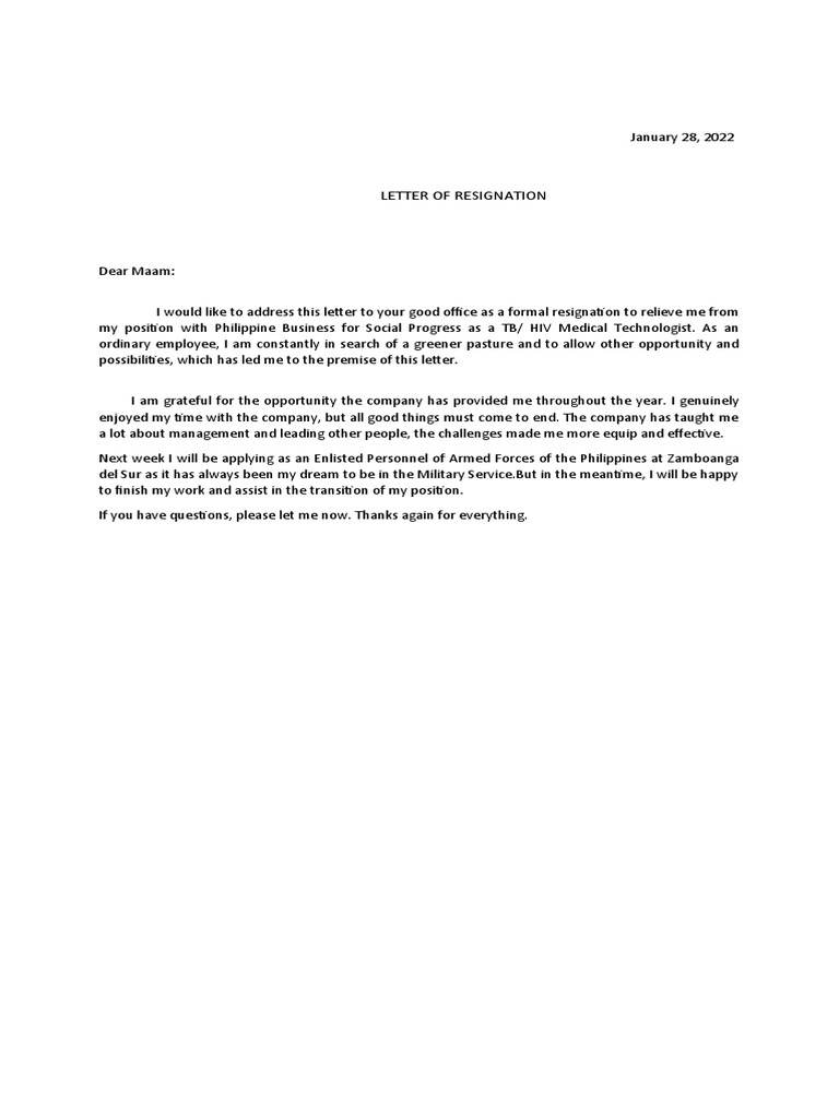 Marvin - Resignation Letter | PDF