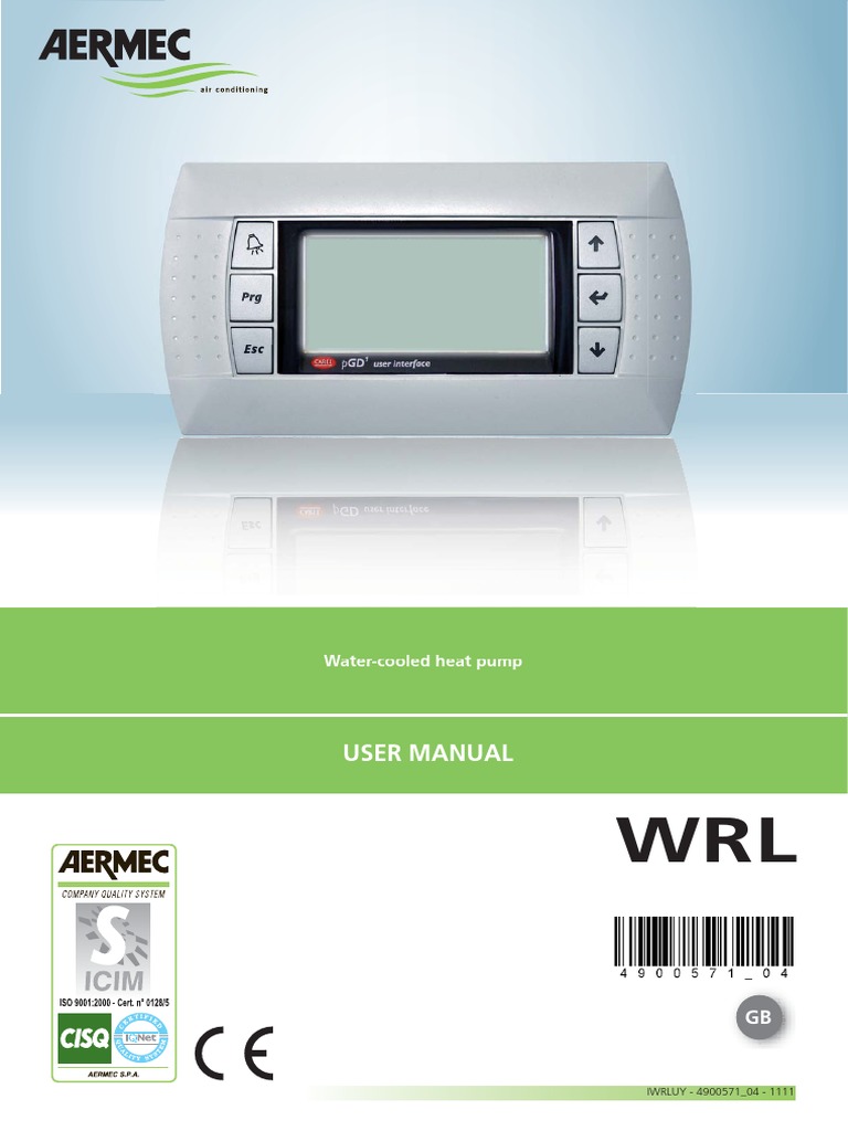 Aermec WRL User Manual Eng | PDF | Water Heating | Menu (Computing)