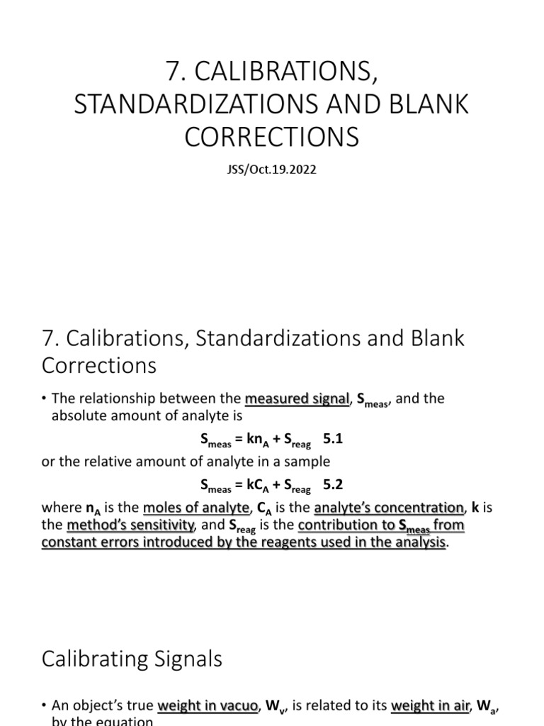 6 - Calibrations - Standardizations and Blank Corrections - Rev | PDF | Density | Matrix ...