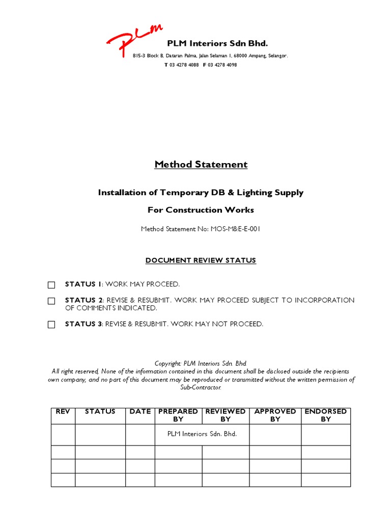 Method Statement MEP PLM Combine | PDF | Pipe (Fluid Conveyance ...