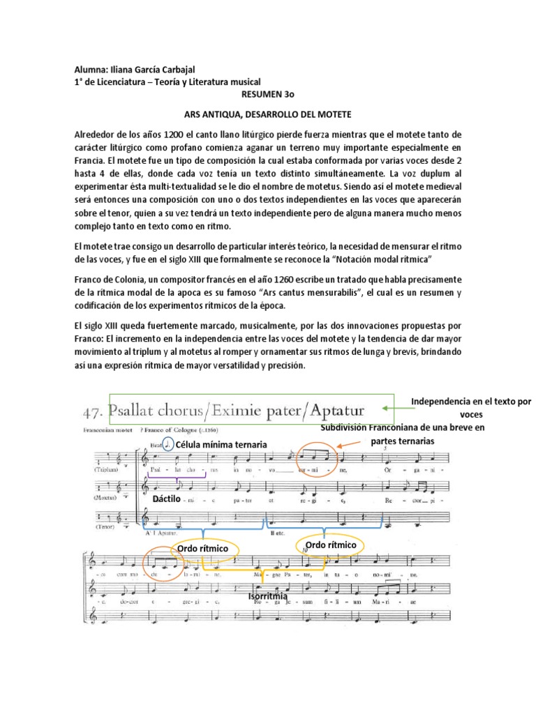 Desarrollo del Motete Medieval y Música Ficta | PDF | Ritmo | Las artes ...