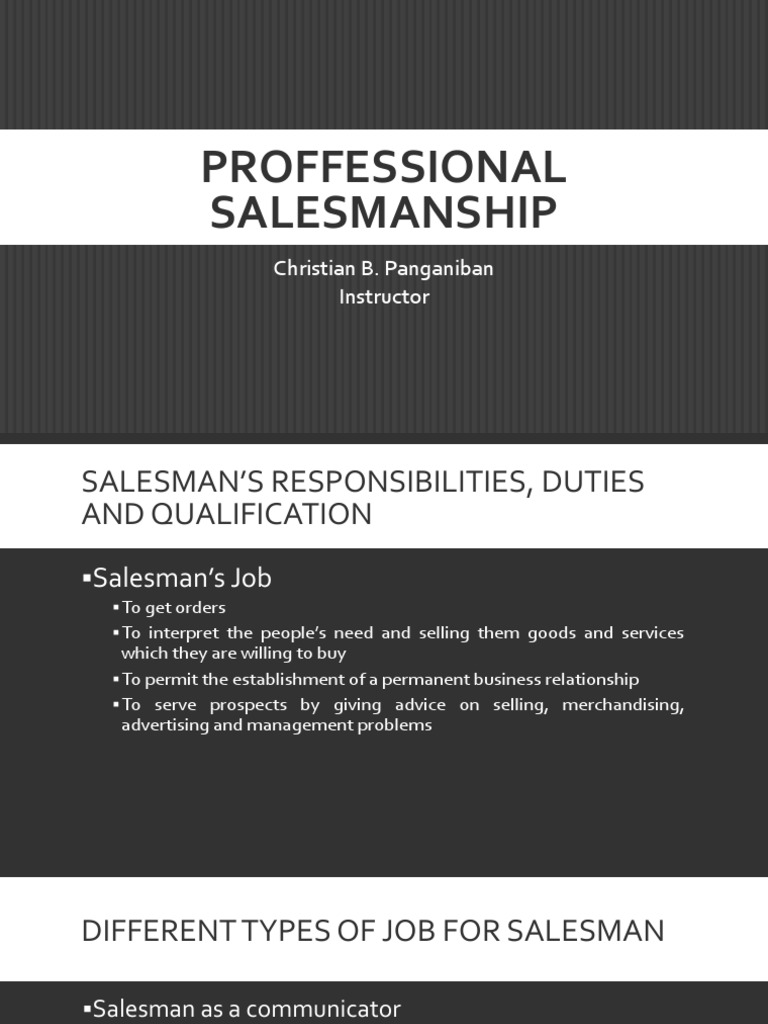 Professional Salesmanship 2 | PDF | Sales