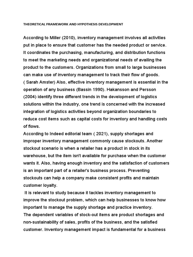 Theoretical Framework And Hypothesis Development Pdf Inventory