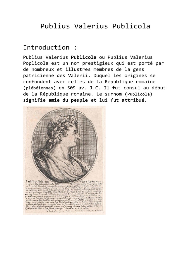 Publius Valerius Publicola | PDF | Civilisations antiques | Rome antique