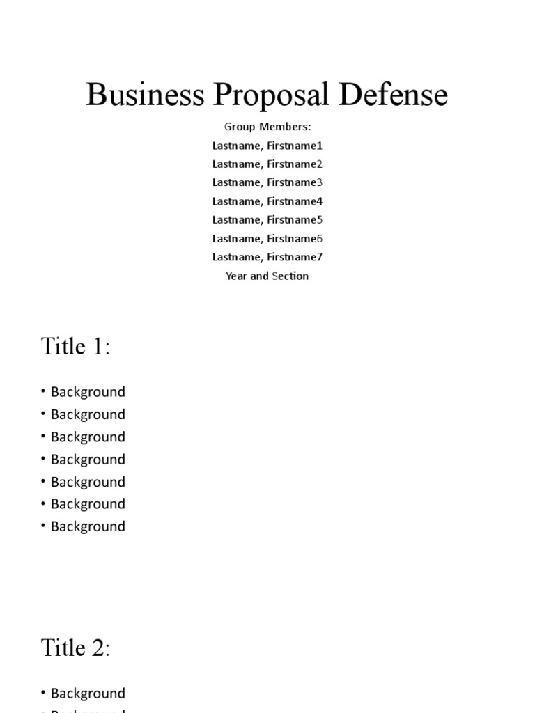 Business Proposal Defense | PDF