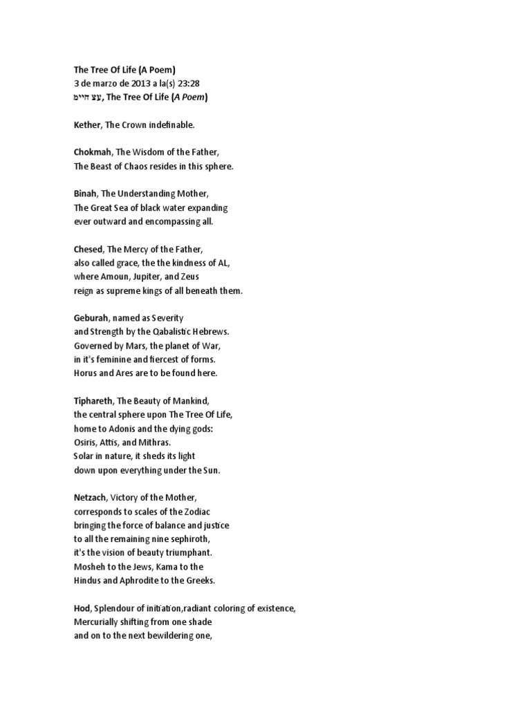 The Tree of Life - A Poem | PDF