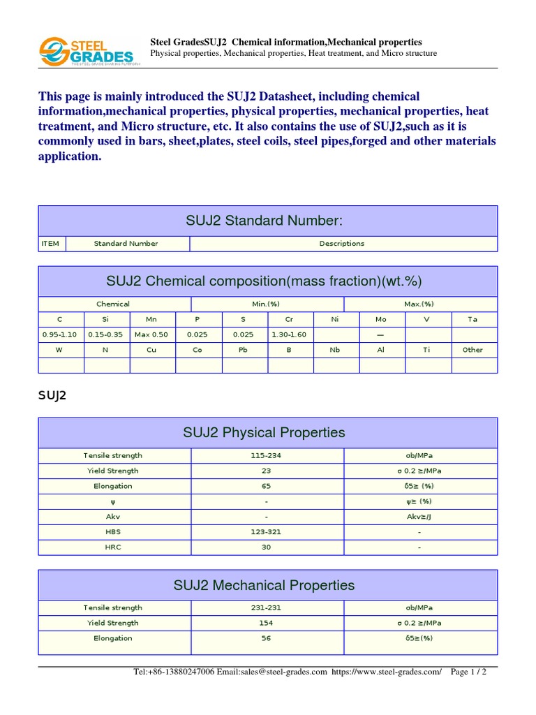 SUJ2 Datasheet | PDF | Rolling (Metalworking) | Pipe (Fluid Conveyance)