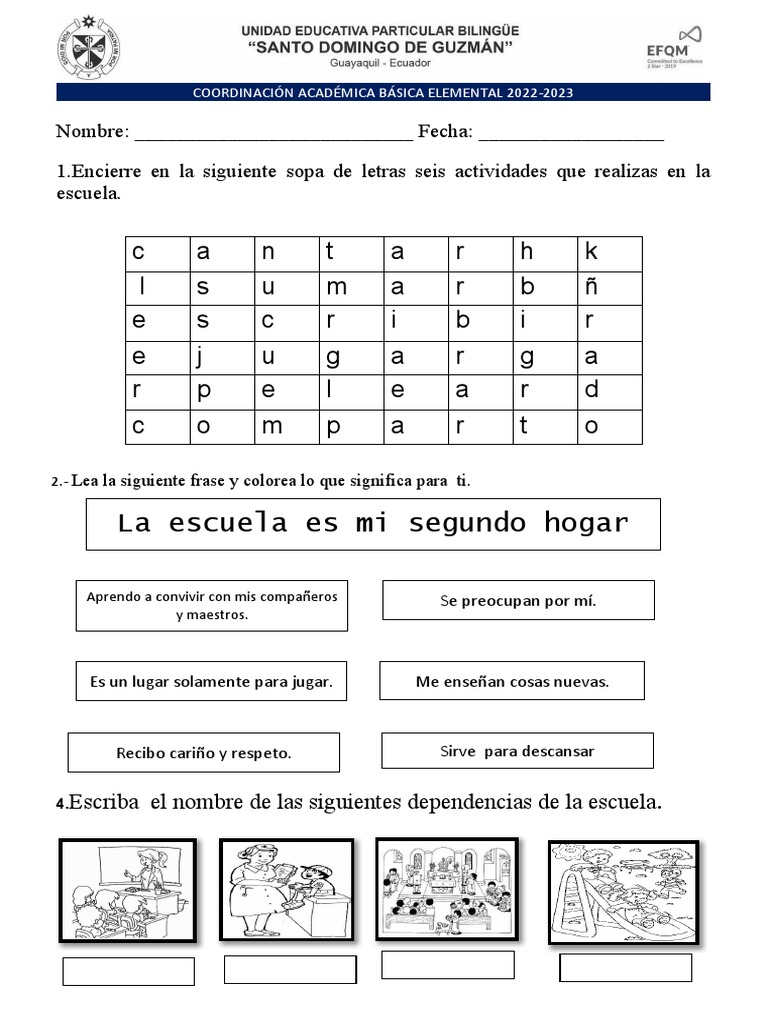 Tarea de Sociales Sobre La Escuela | PDF