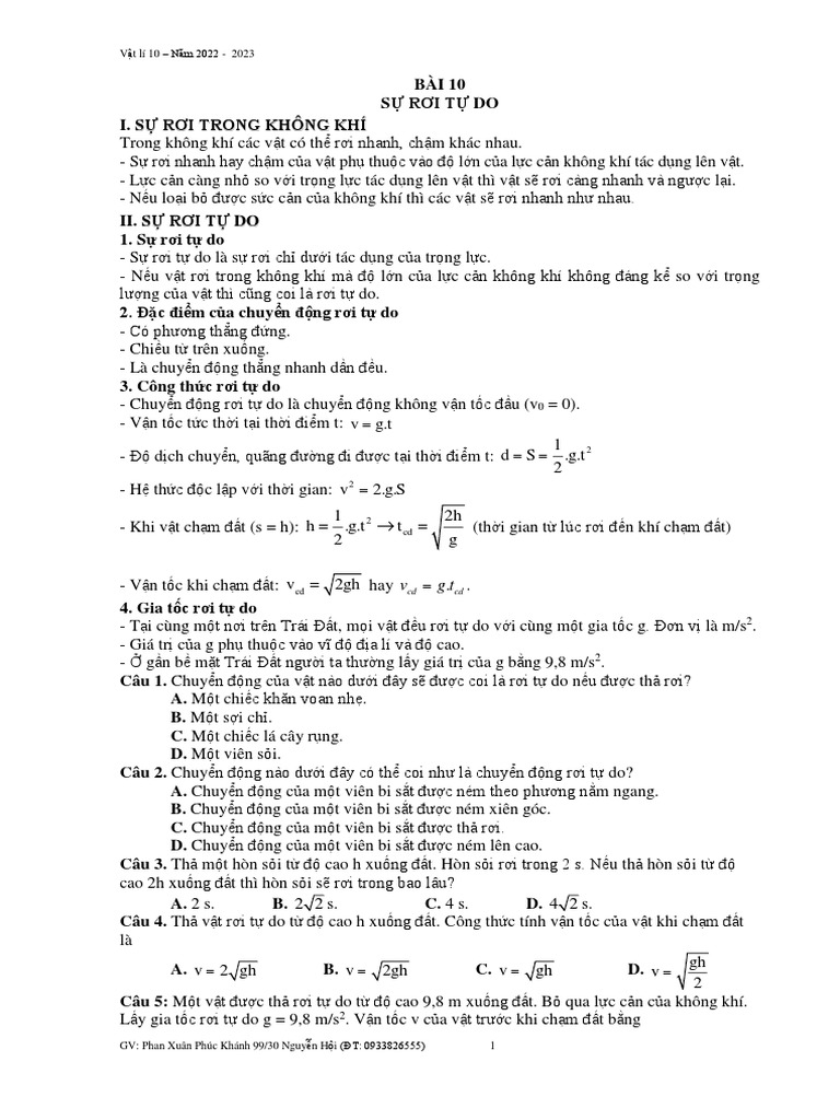 Bai 10-Rơi T Do Chung (HS) | PDF