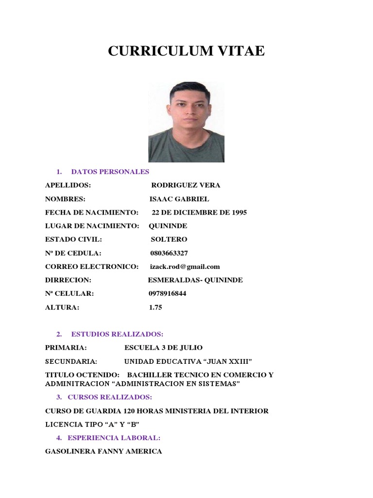 Curriculum Vitae de Isaac Gabriel Rodríguez | PDF