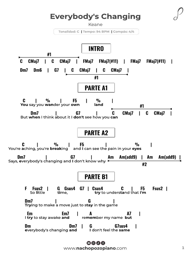 Everybody S Changing - ACORDES | PDF