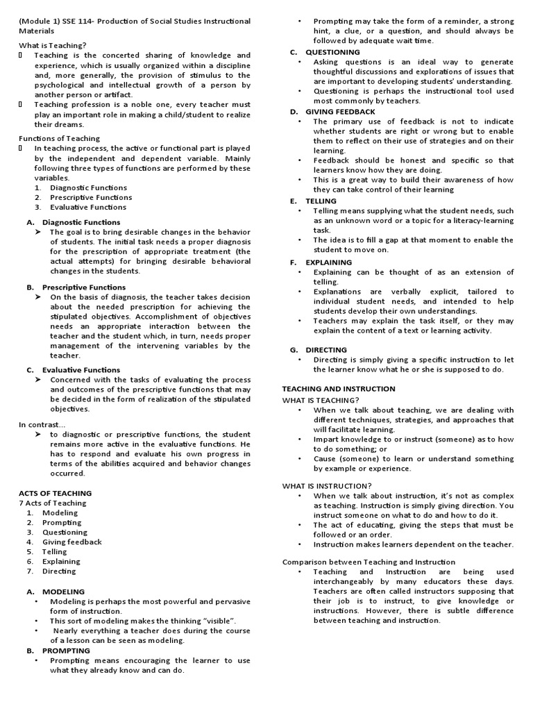 Compiled PSSIM MODULE 1 16 | PDF | Teaching Method | Learning