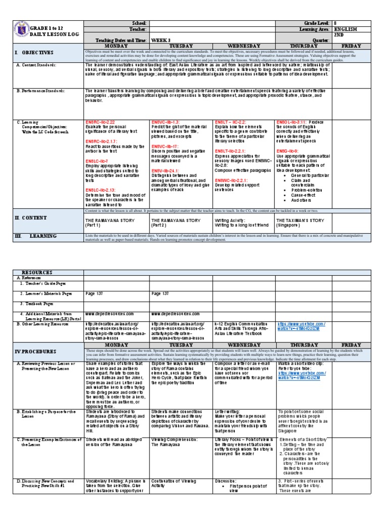 DLL-ENG8-2NDQ-3rd-week Edited | PDF | Teaching Method | Learning