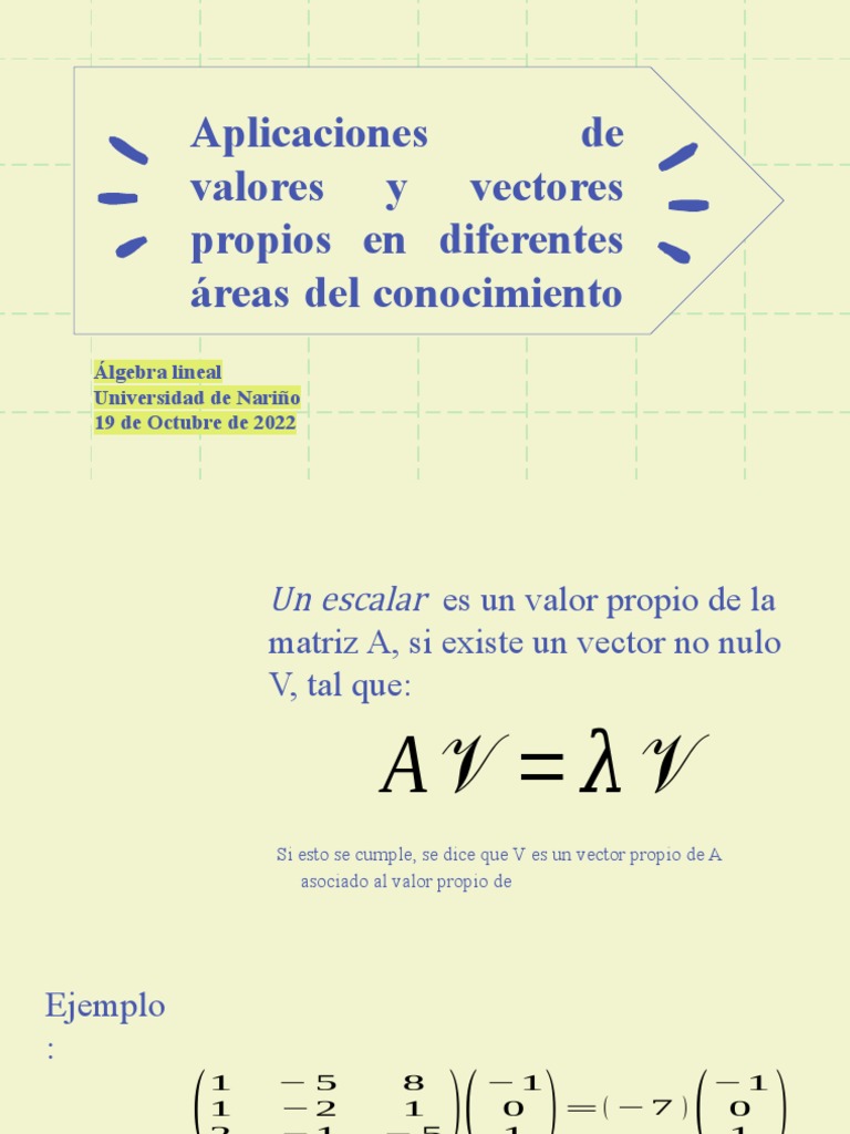 Aplicaciones de Valores y Vectores Propios en Diferentes | PDF ...