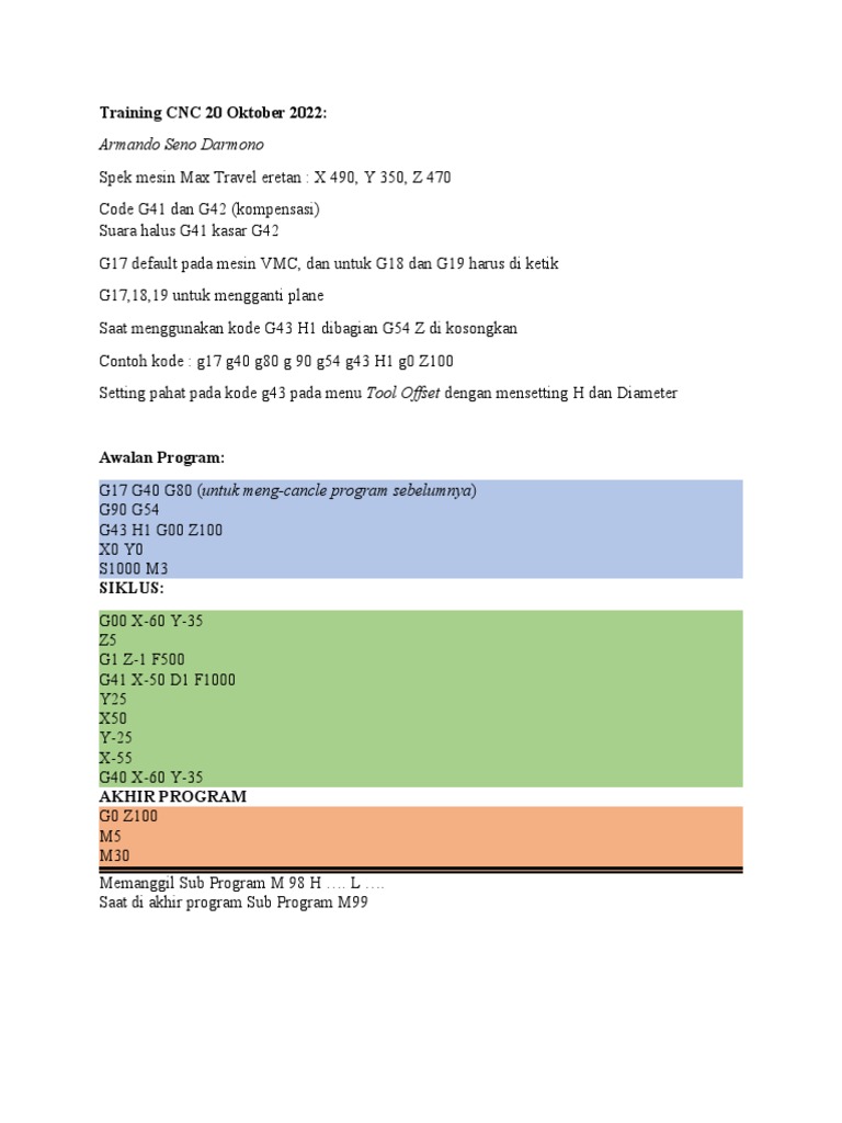 Training CNC 20 Oktober 2022 | PDF | Komputer
