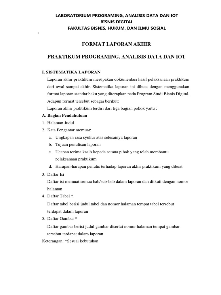Format Penyusunan Laporan Akhir Praktikum 2 1 Pdf
