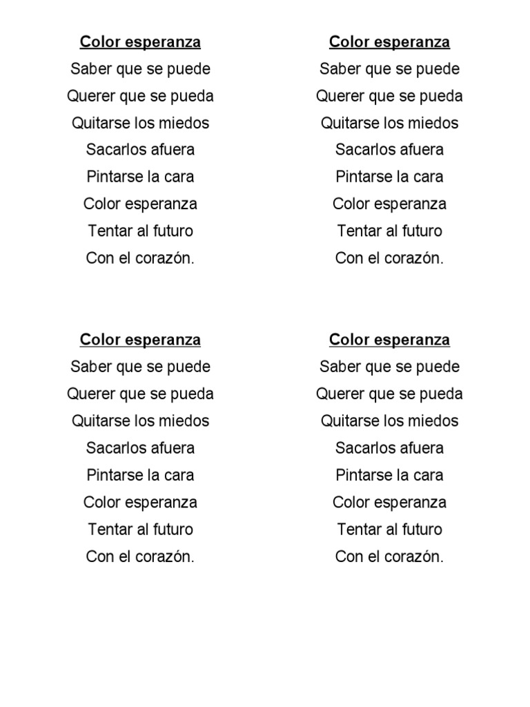 Letra de "Color Esperanza" | PDF