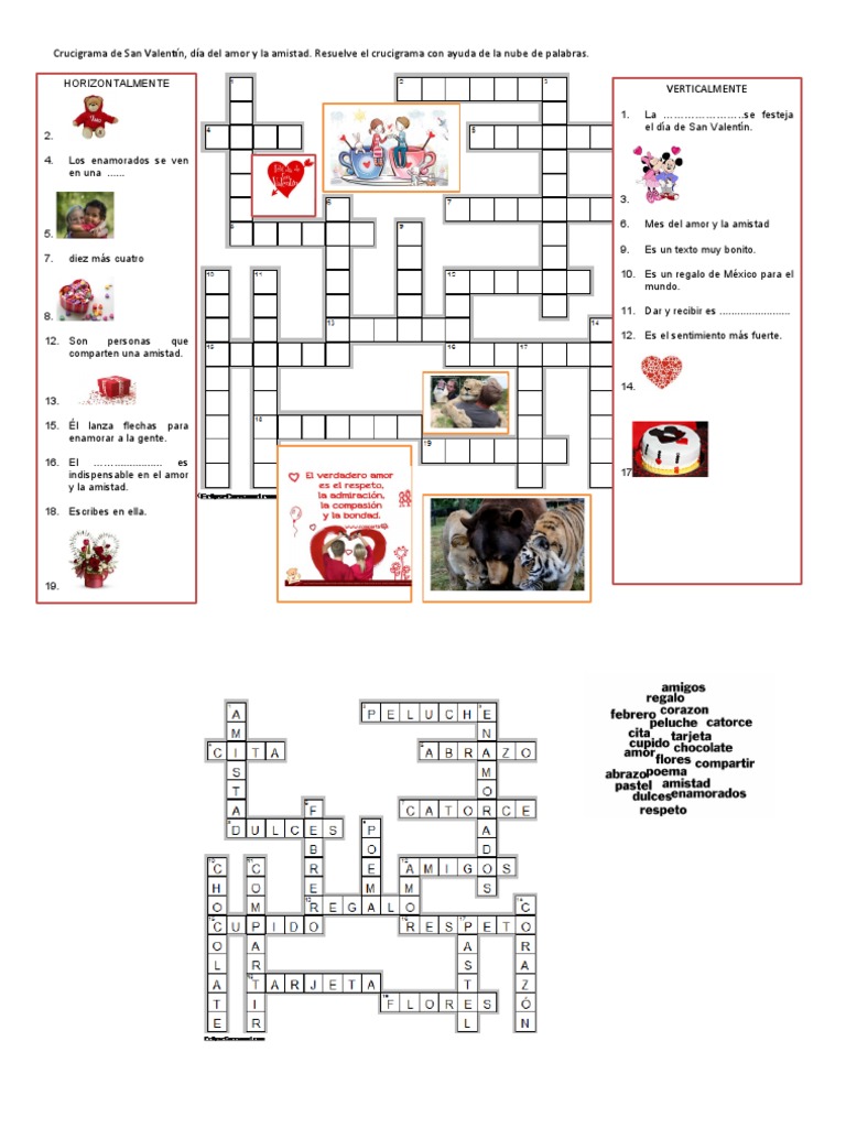 Crucigrama de San Valentín y amistad | PDF