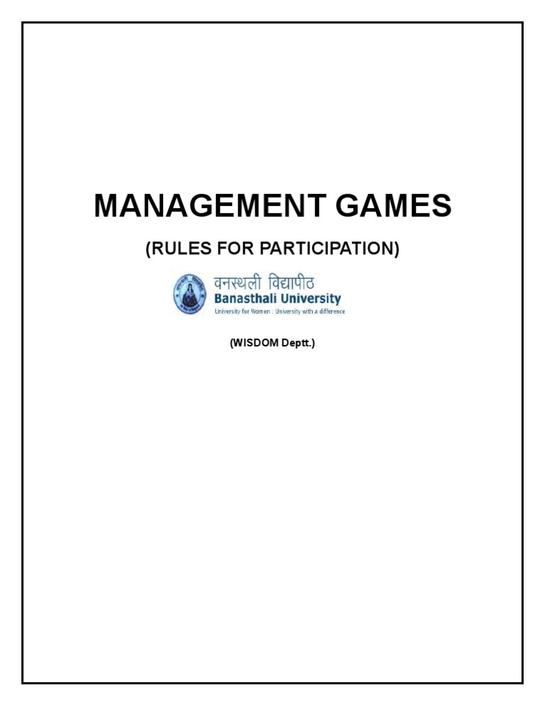 Rules of Management Games 3 | PDF | Economies | Business