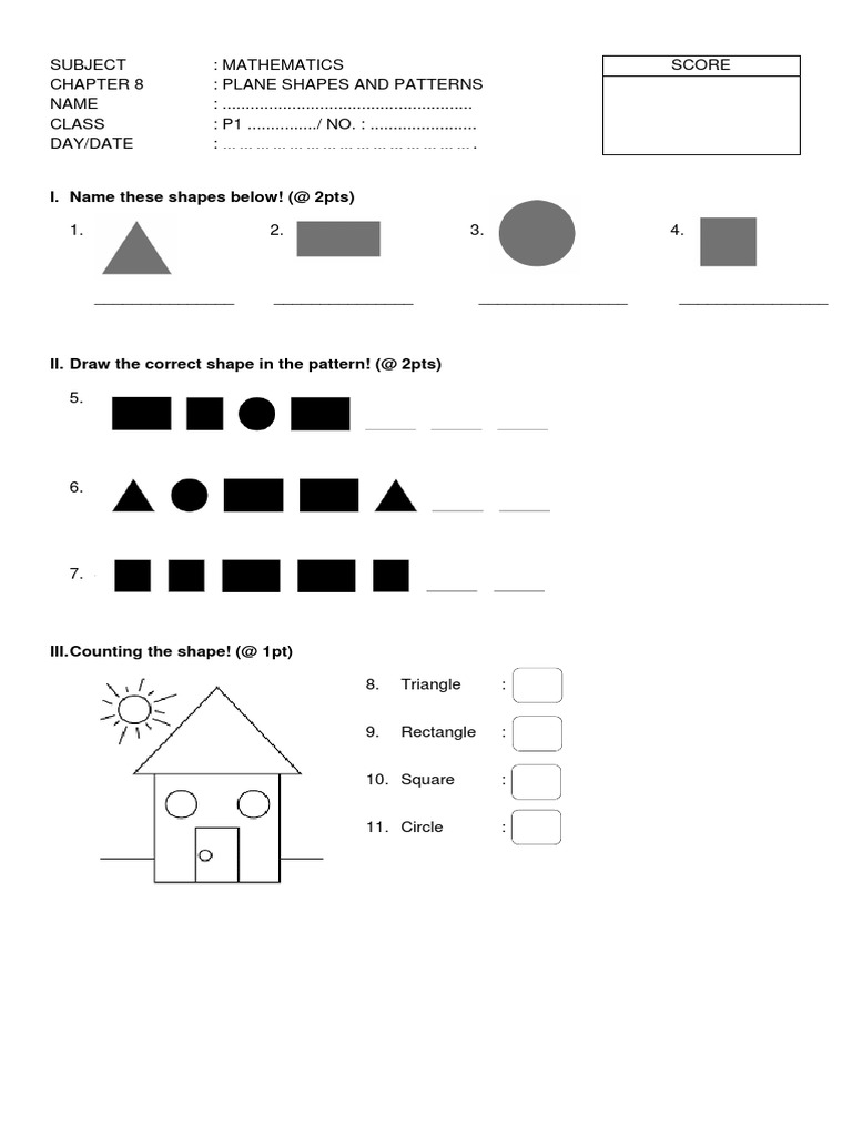 P1 Maths CH 8 | PDF
