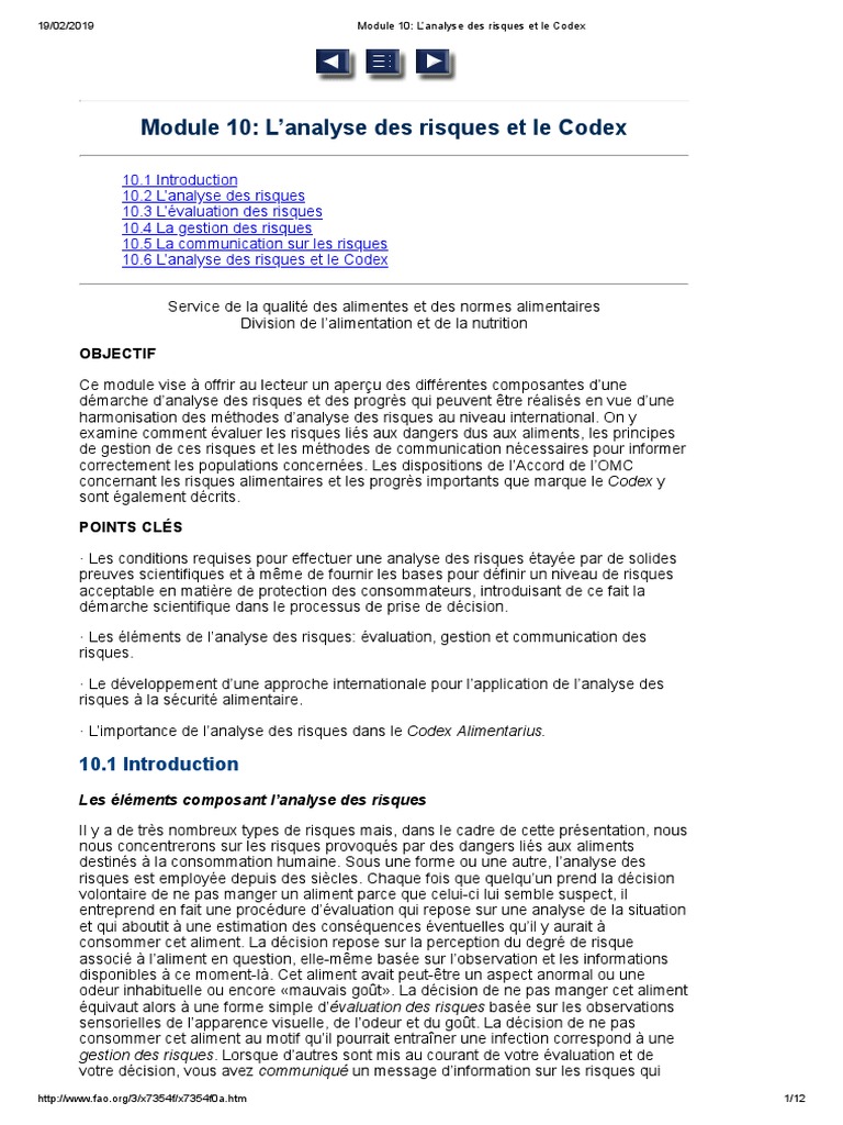Analyse des risques alimentaires et Codex | PDF | Risque | Gestion des risques